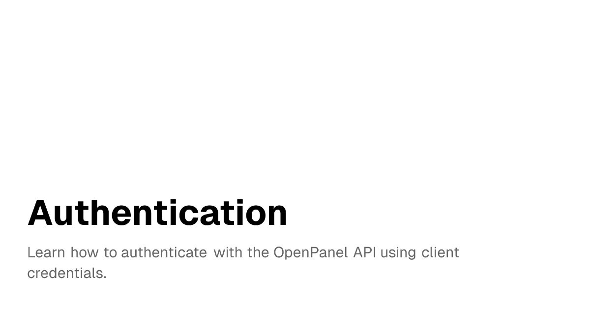 Authentication Openpanel
