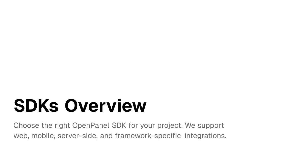 SDKs Overview | OpenPanel