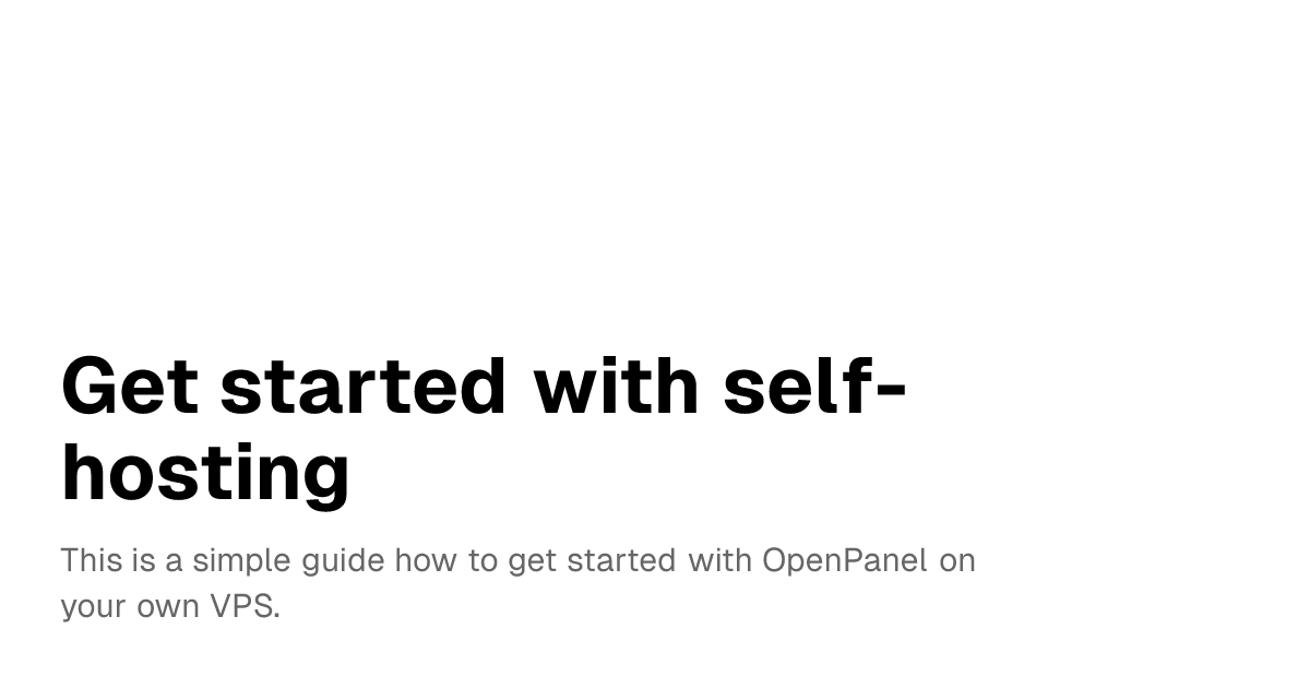 Get started with self-hosting | OpenPanel